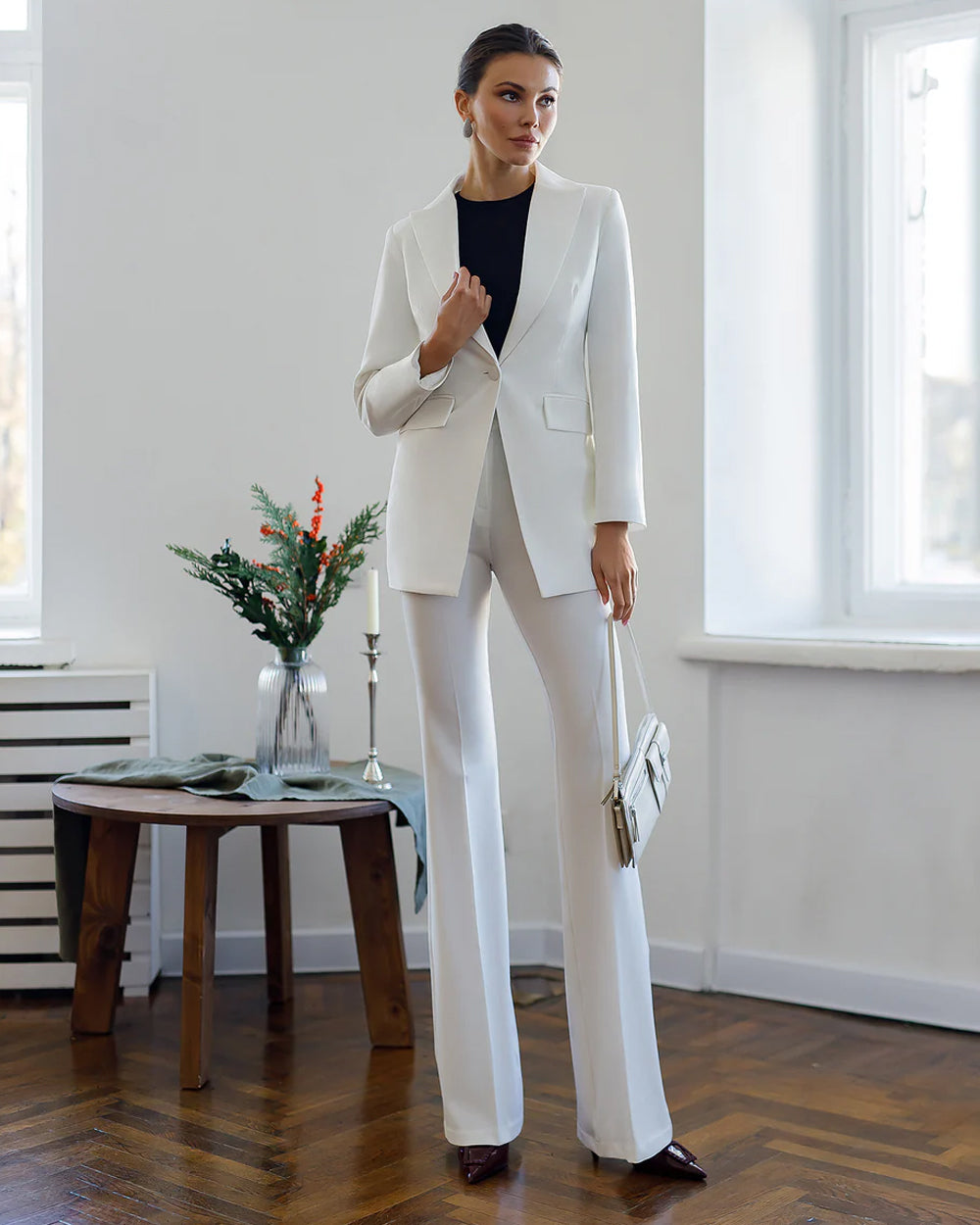 White Office Blazer Suit for Women | Sheen Couture Formal Wear – Sheen ...