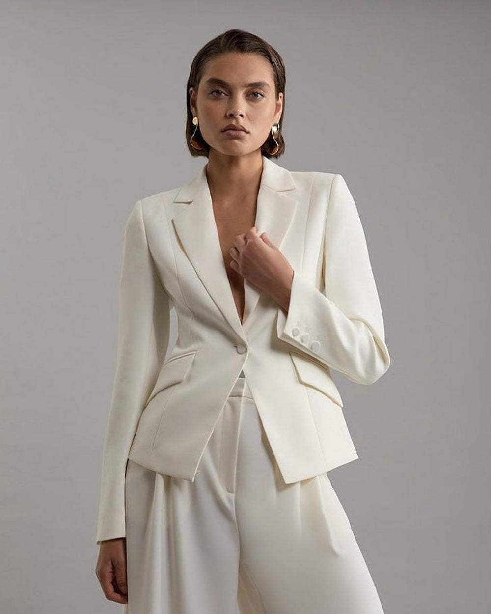 Tailored White Slim Fit Blazer – Sheen Couture Official